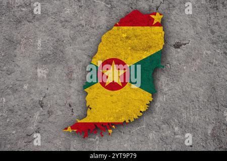 Map and flag of Grenada on weathered concrete Stock Photo - Alamy