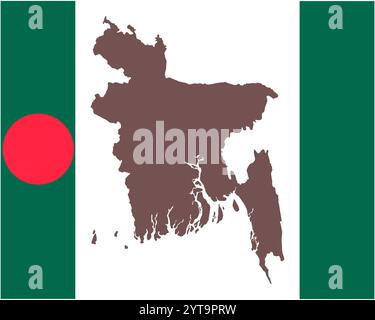 Map of Bangladesh on background with flag Stock Photo - Alamy
