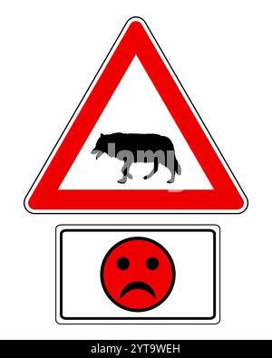 Warning sign with additional sign and smiley Stock Photo - Alamy