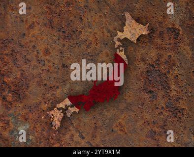 Map and flag of Japan on rusty metal Stock Photo - Alamy