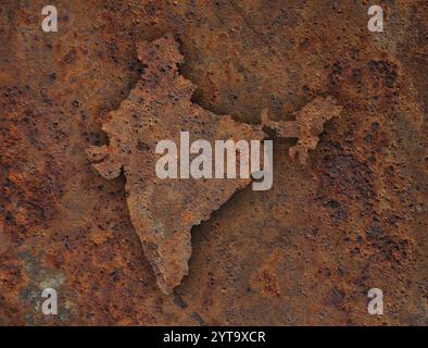 Map of India on rusty metal Stock Photo - Alamy