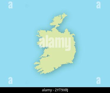 map of ireland with shadow Stock Photo - Alamy