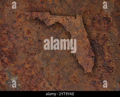 Map of Florida on rusty metal Stock Photo - Alamy