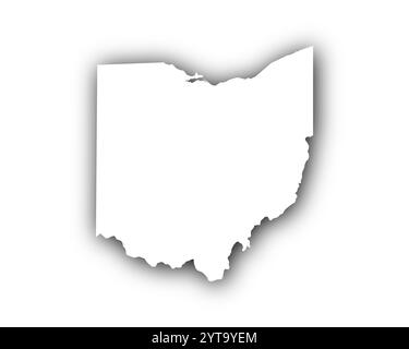 Map of Ohio with shadows Stock Photo - Alamy