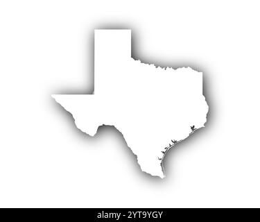 Map of Texas with shadows Stock Photo - Alamy
