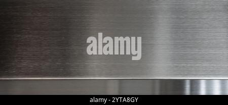 Horizontal metal plate made of steel or aluminum. Background top view ...