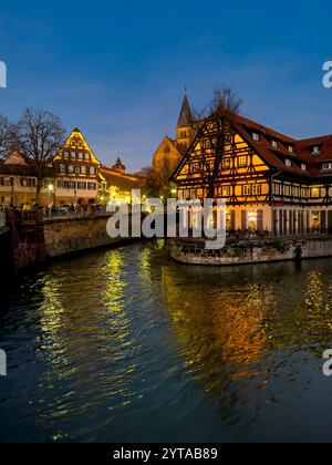 Germany, Baden-Wurttemberg, Esslingen, Houses along Little Venice canal ...
