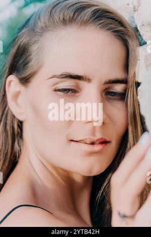 Model face closeup portrait. Pretty woman smiling Stock Photo - Alamy