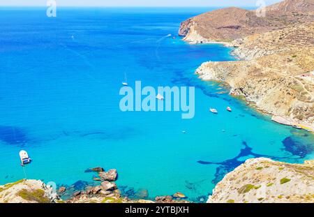Agali bay, top view, Agali, Folegandros Island, Cyclades Islands ...