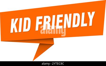 kid friendly banner template. ribbon label sticker. sign Stock Vector ...