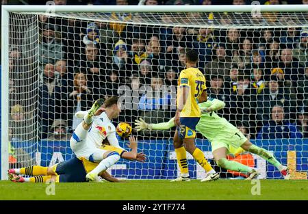 Joe Rodon Of Leeds United scores a GOAL 1-1 and celebrates during the ...