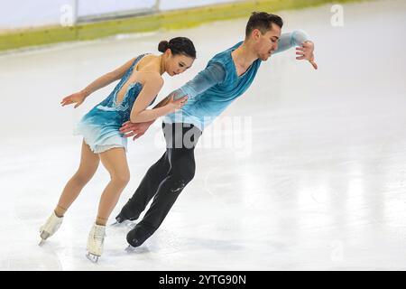 Audrey SHIN & Balazs NAGY (USA), during Pairs Short Program, at the ISU ...