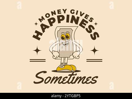 money gives happiness, sometimes. Money mascot character in standing ...
