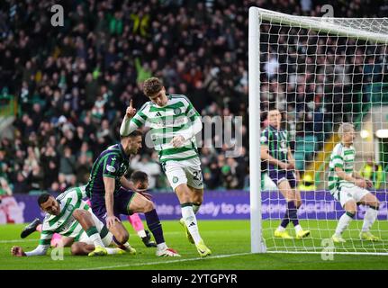 Celtic's Arne Engels celebrates scoring their side's first goal of the ...