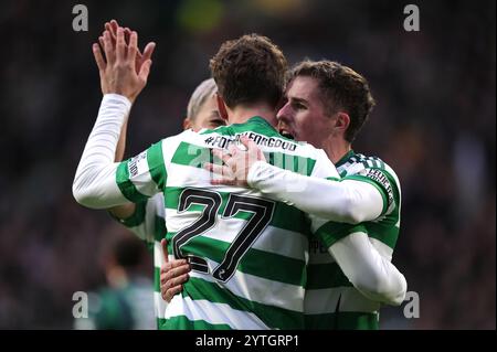 Celtic's Arne Engels celebrates scoring their side's first goal of the ...