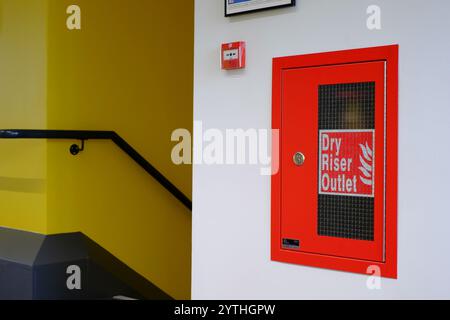 Dry Riser Outlet in stairwell of multi-storey building. Dry risers are ...