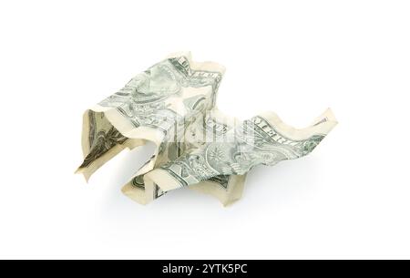 One crumpled dollar banknote isolated on white Stock Photo - Alamy