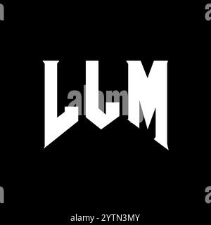 LLM letter logo design for technology company. LLM logo design black and white color combination ...