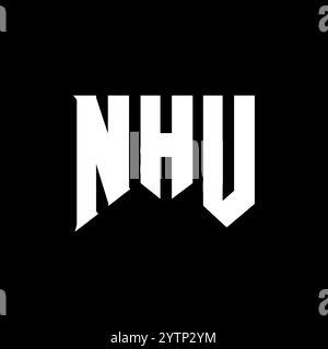 NHU letter logo design for technology company. NHU logo design black ...