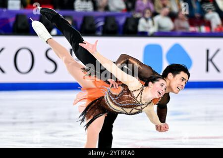 Olivia FLORES & Luke WANG (USA), during Junior Pairs Short Program, at ...