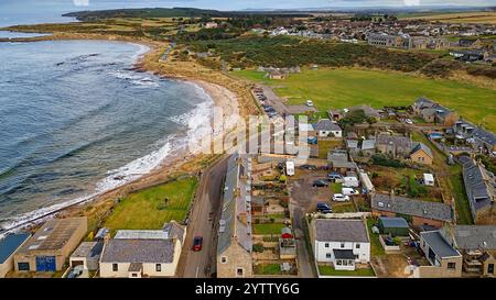 Hopeman Moray Coast Scotland village houses the West Beach and large ...