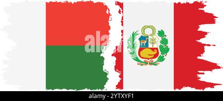 Madagascar and Peru grunge flags connection, vector Stock Vector Image ...