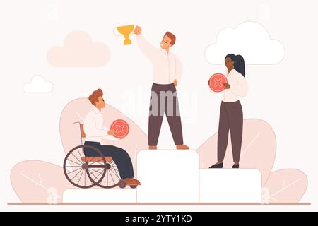 Discrimination of disabled people with man on wheelchair flat vector ...