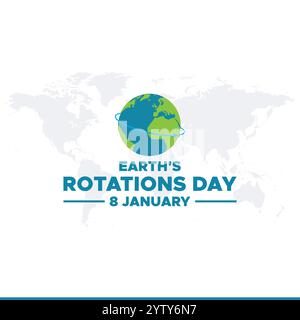 Earths Rotation Day. 8 January. earths rotation day poster, banner ...