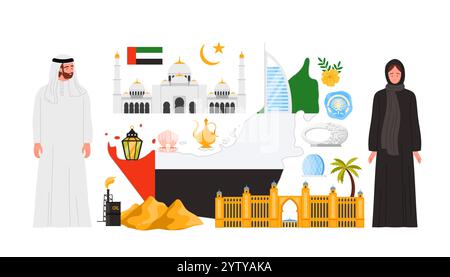UAE Infographic Vector Illustration, Emirate Arab Statistical Data ...