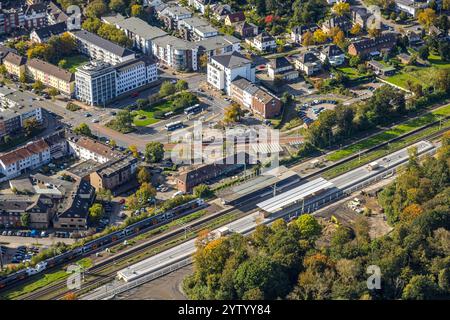 Aerial view, Dinslaken railroad station, construction site for noise ...