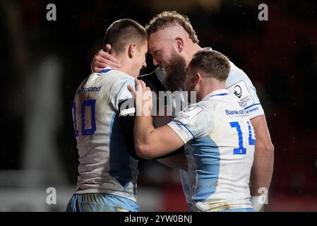 Sam Prendergast of Leinster celebrates during the BKT United Rugby ...