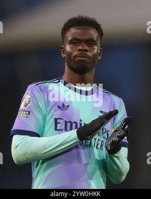 Bukayo Saka of Arsenal applauds the fans after the game during the ...