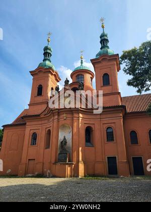 Historic baroque church with twin towers, under a clear sky, Basilica ...