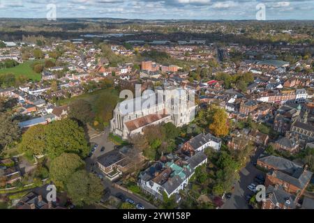 Aerial view of Romsey Abbey, Romsey, Hampshire, UK Stock Photo - Alamy