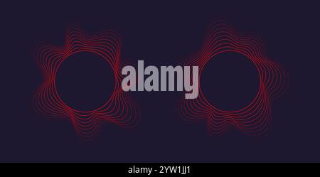 Round sound wave frames, circular lines pattern, radial curvy shapes ...
