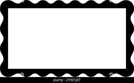 Rectangle frame with wavy edges. Rectangular shape with curvy borders ...