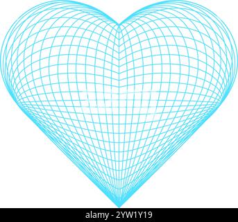 3d wireframe heart shape. Digital geometric grid icon of love, health ...