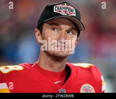 Kansas City Chiefs place kicker Harrison Butker (7) is congratulated by ...