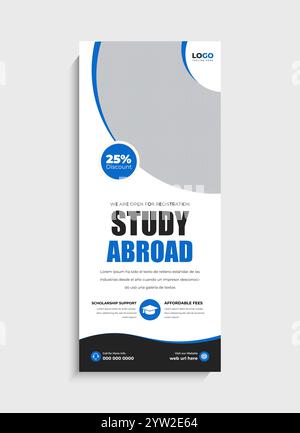 Study Abroad standee roll up banner template design Stock Vector Image ...