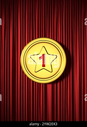 Gold medal with number one. 3D illustration Stock Photo - Alamy