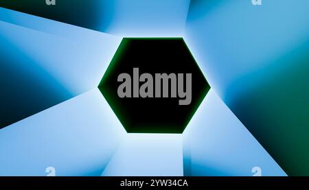 Hexagonal light burst radiating from the center on a gradient of green ...