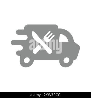 Fast Food Delivery Car Icon. Flat Color Design. Vector Illustration ...