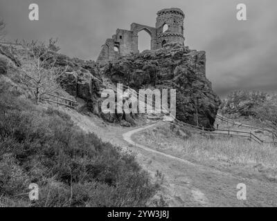Leek, UK - March 12, 2024: Winter sunset on Mow Cop Castle near Leek ...