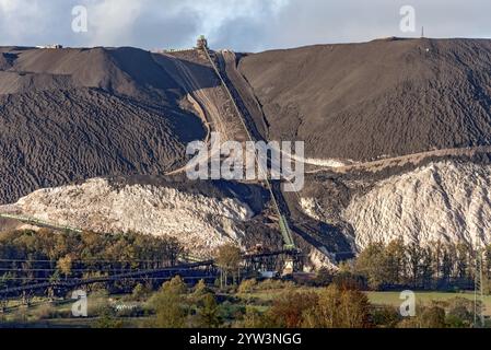 Monte Kali, overburden mountain with conveyor belt, conveyor belt ...