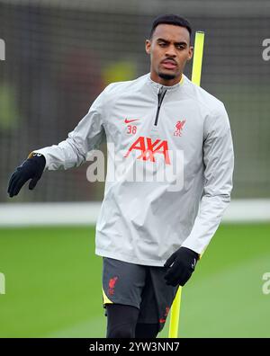 Liverpool's Ryan Gravenberch during a training session at the AXA ...