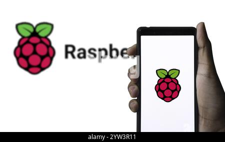 Raspberry Pi logo sign on the smartphone screen Stock Photo - Alamy