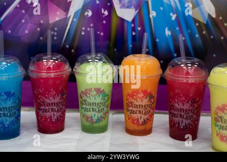 Selected Tango Ice Blast flavours in plastic take out cups before a ...