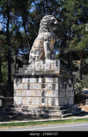 Greece, the lion of Amphipoli is a funerary huge monument from the 4th ...