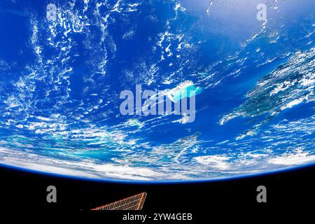 Planet Earth horizon seen from space. Digital enhancement of an image ...