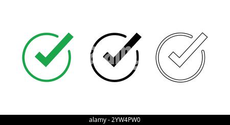 Check mark icon button set. Check box icon with right and wrong buttons and yes or no checkmark ...